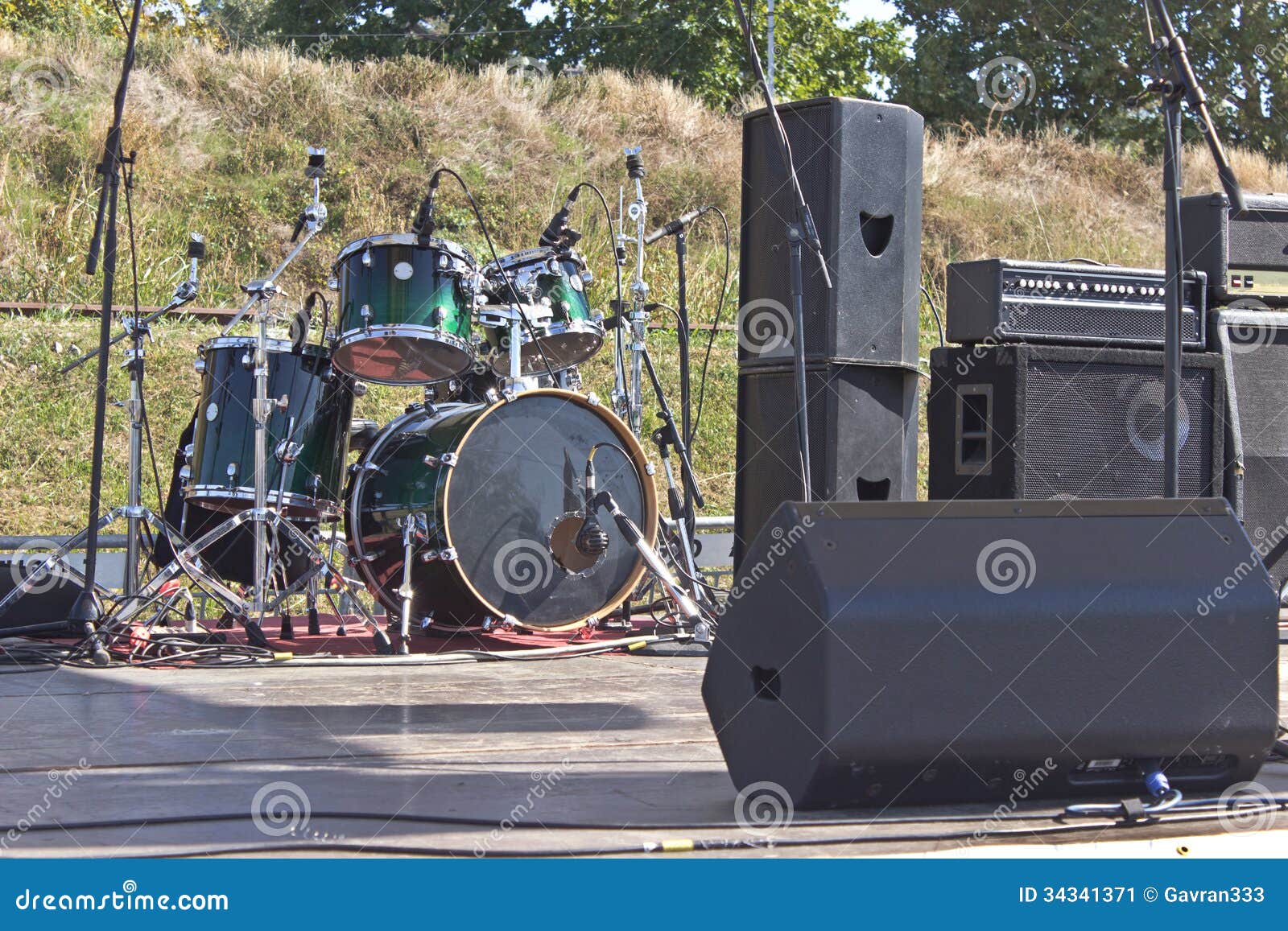 Performance Stage with Musical Instruments Stock Image - Image of rock ...