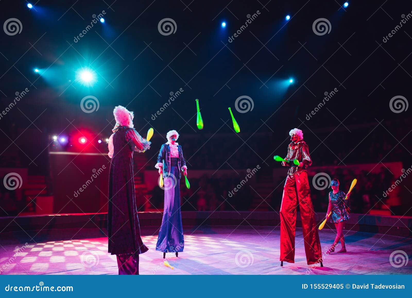 The Performance of Stilt-walkers in the Circus Stock Image - Image of ...