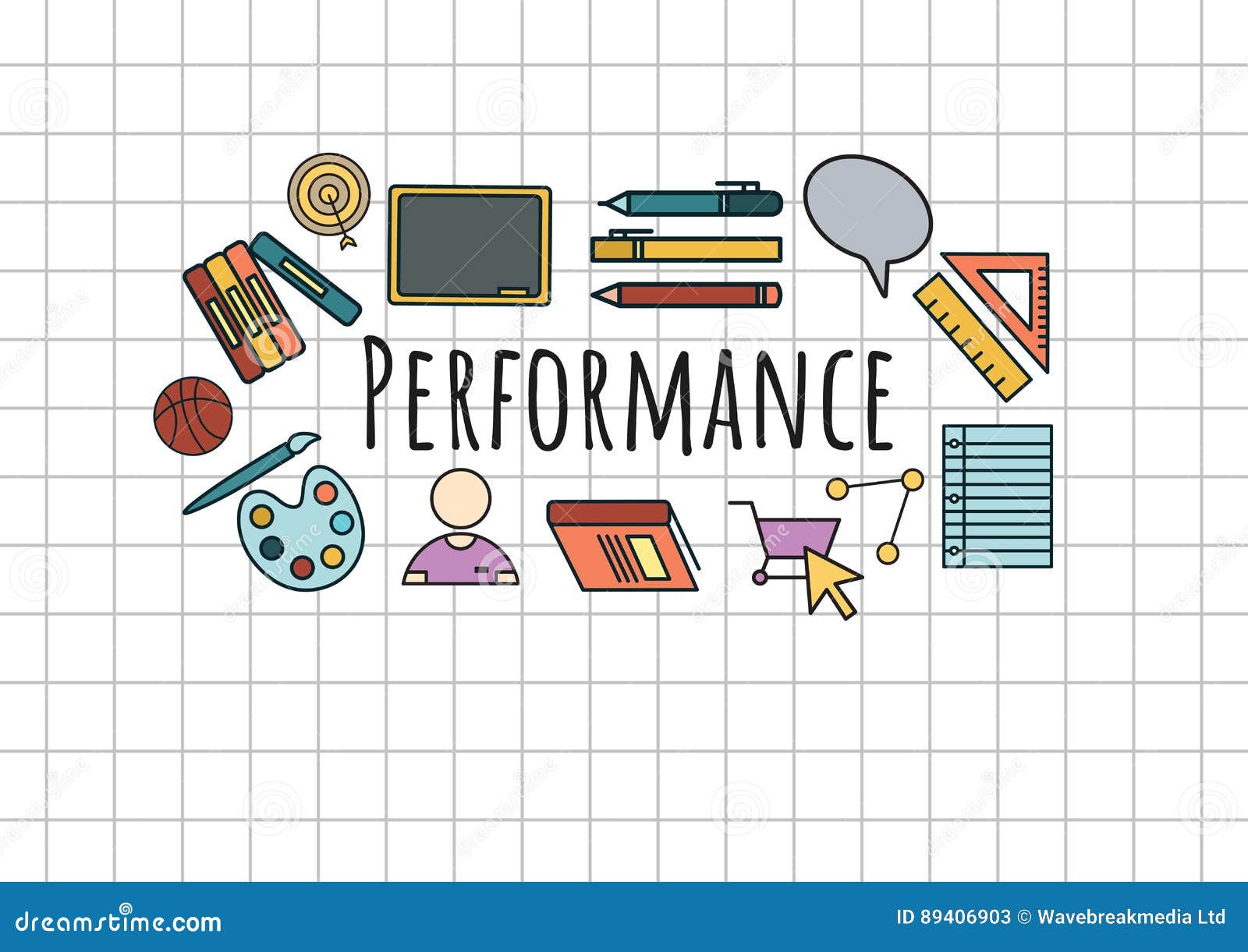 Performance Text with Drawings Graphics Stock Illustration ...