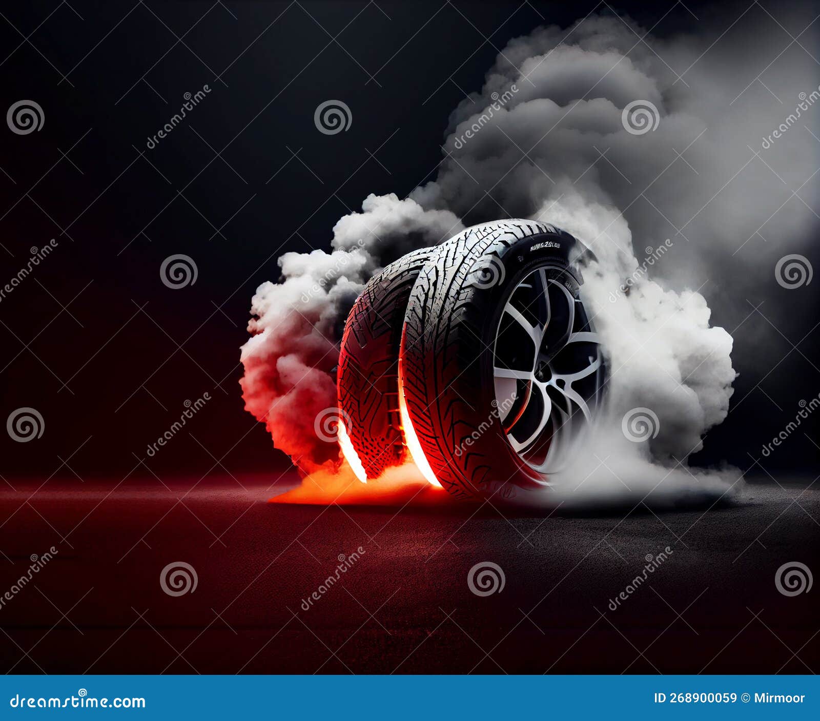 Performance Tires with Smoke Stock Illustration - Illustration of track ...