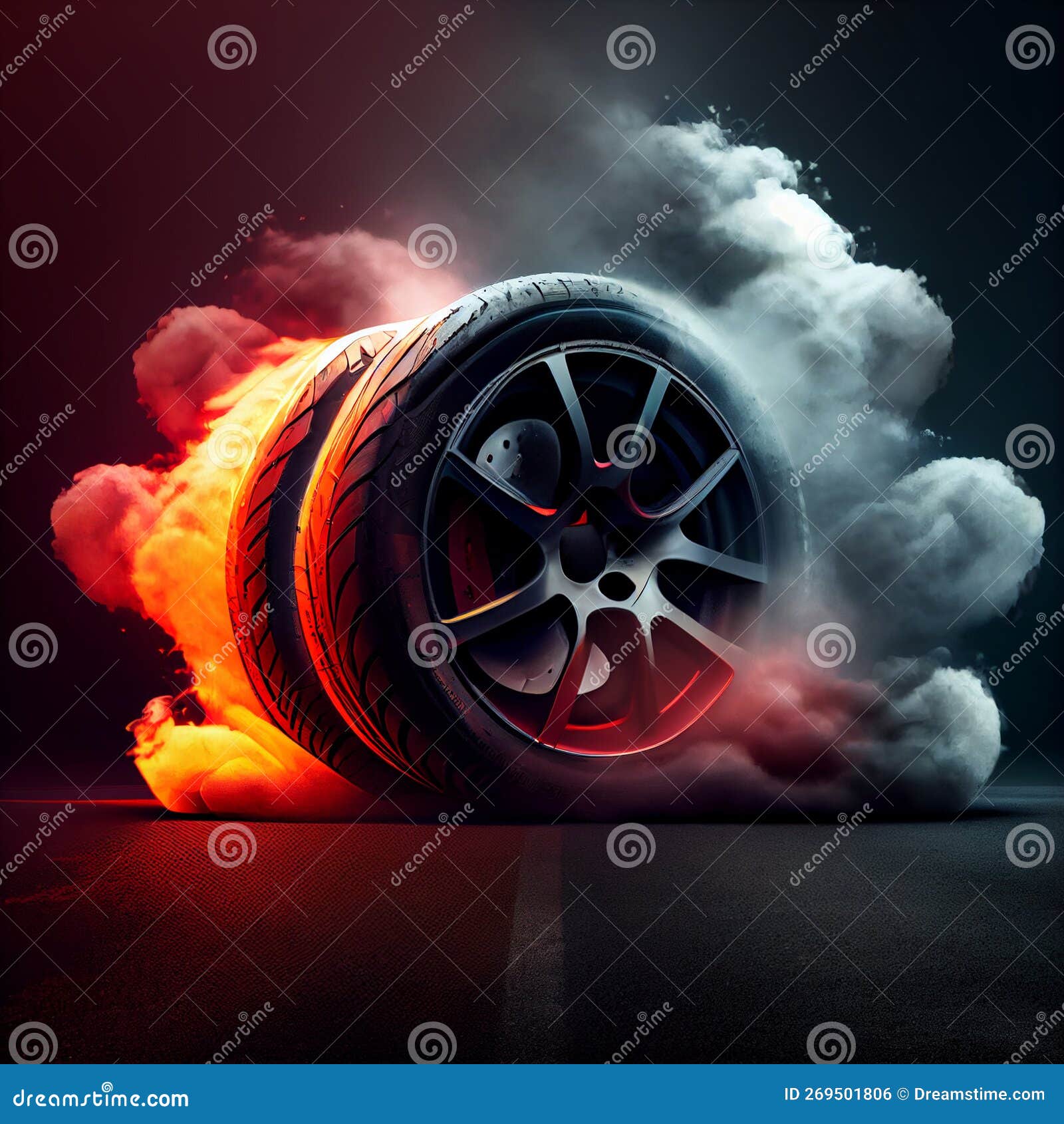 Performance Tires with Smoke Stock Illustration - Illustration of ...
