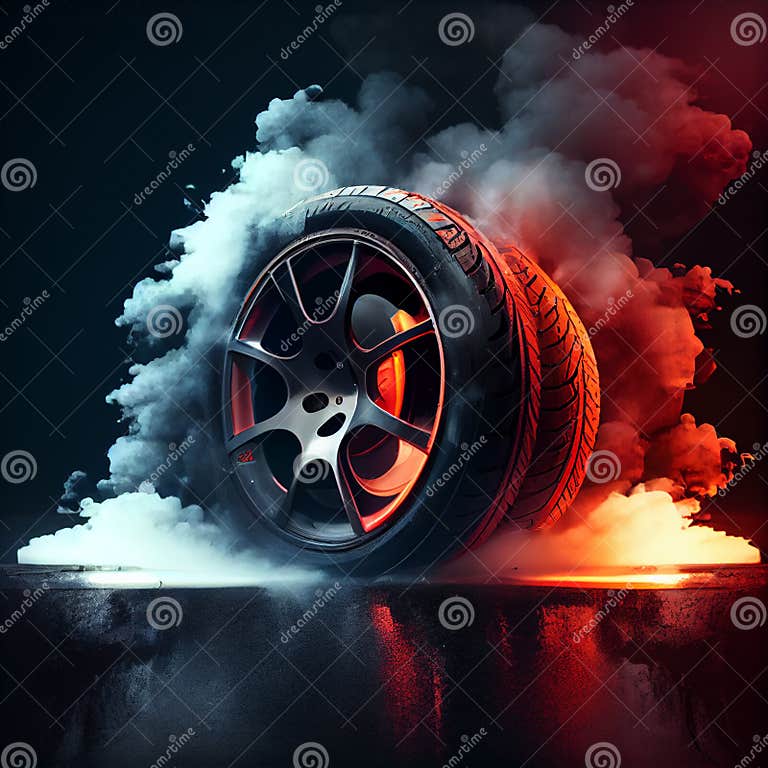 Performance Tires with Smoke Stock Illustration - Illustration of drive ...