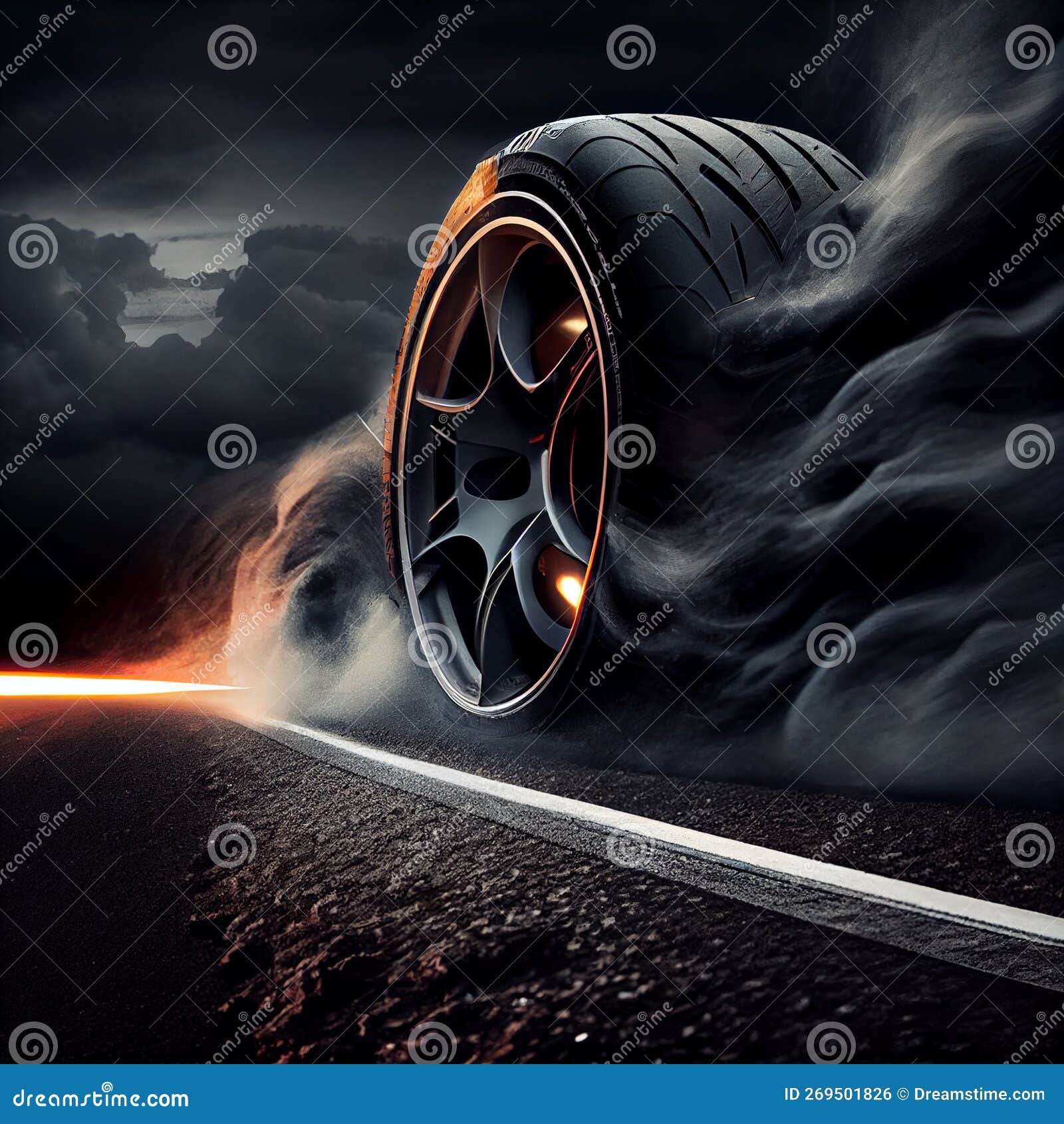 Performance Tires with Smoke Stock Illustration - Illustration of race ...