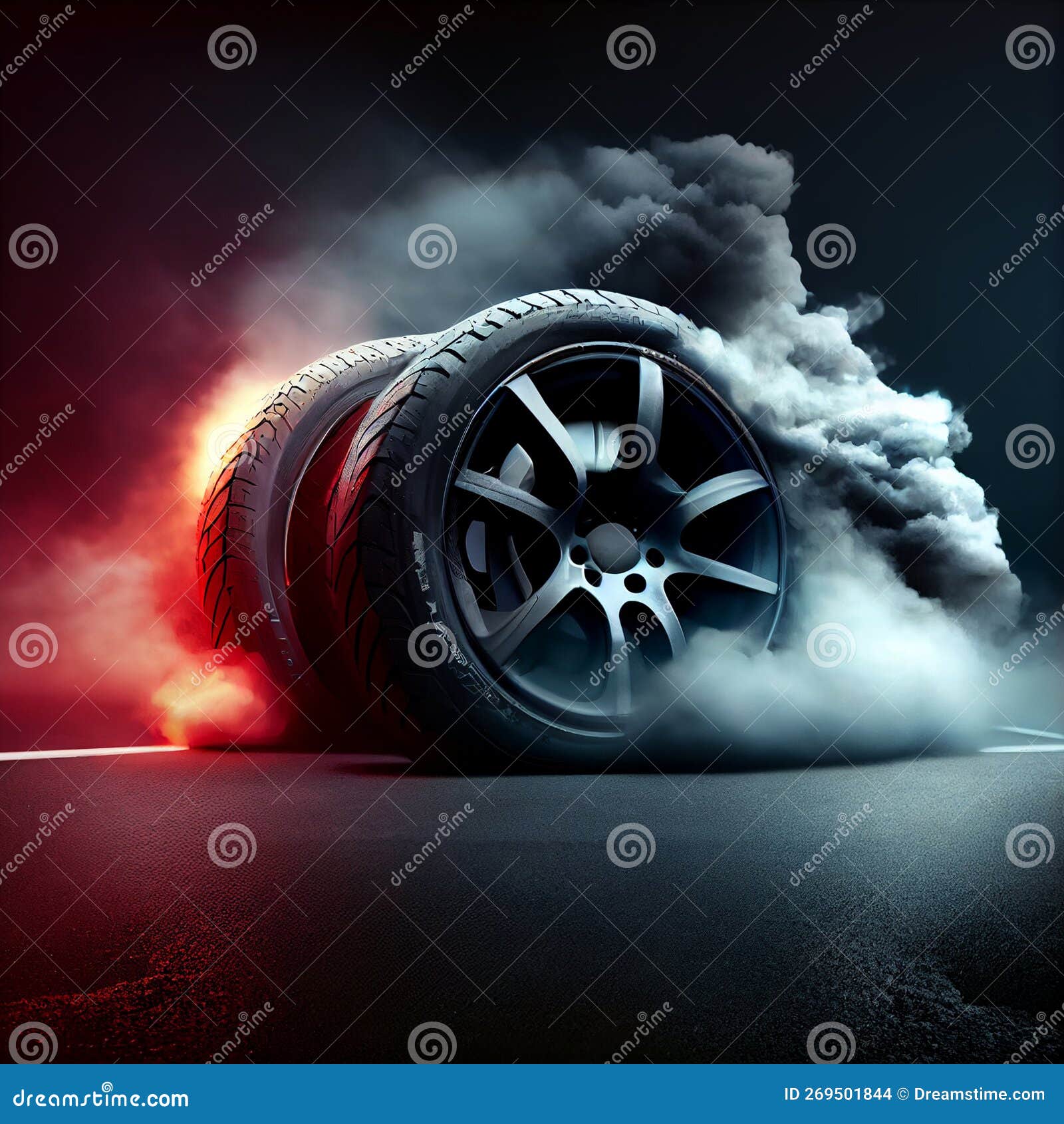 Performance Tires with Smoke Stock Illustration - Illustration of trace ...