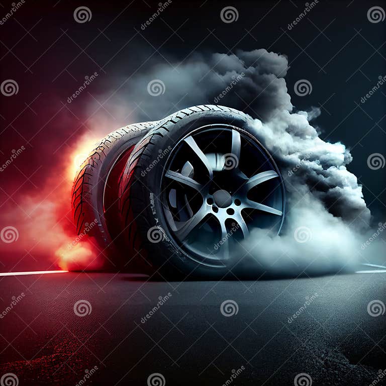 Performance Tires with Smoke Stock Illustration - Illustration of trace ...
