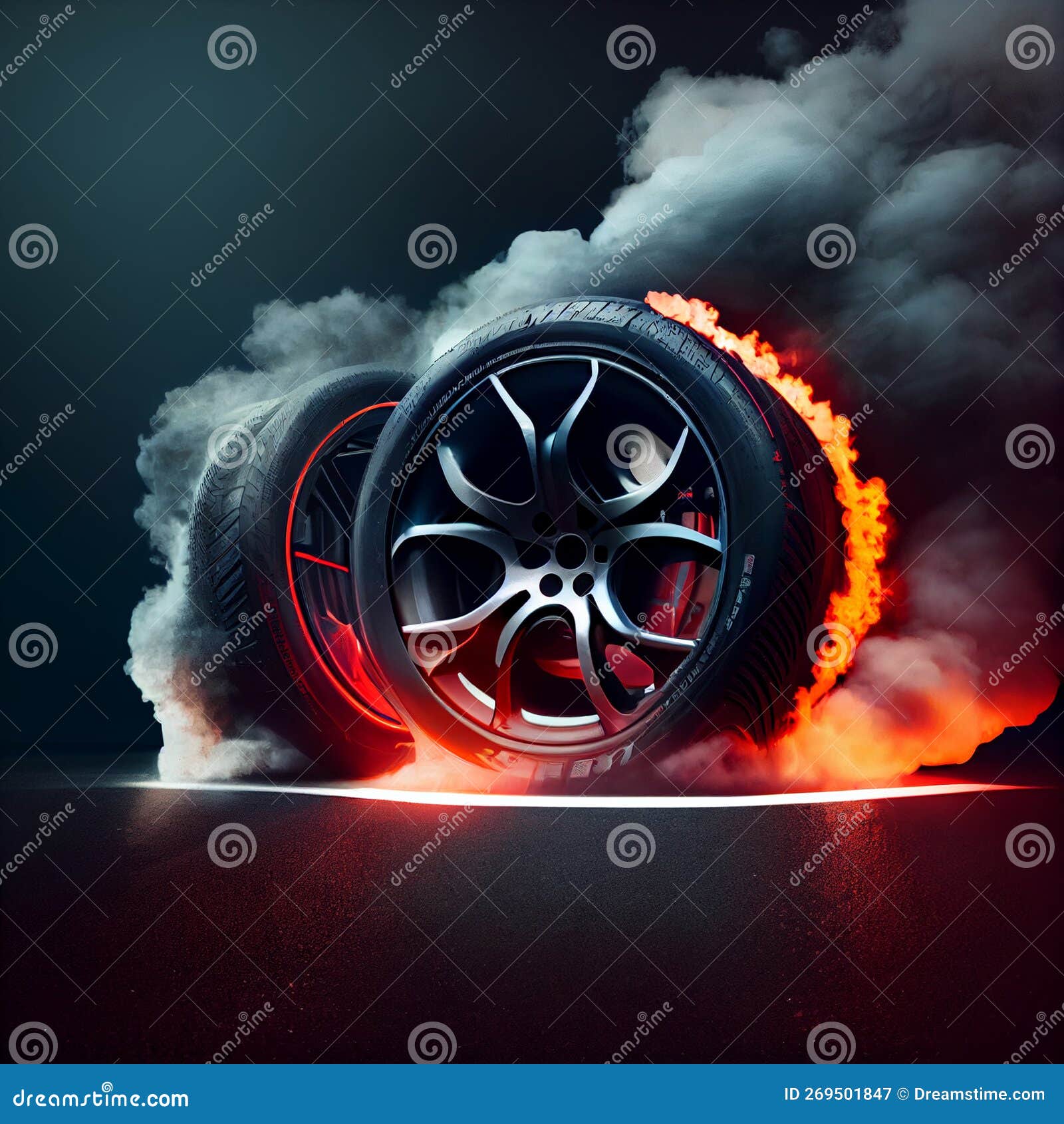 Performance Tires with Smoke Stock Illustration - Illustration of ...