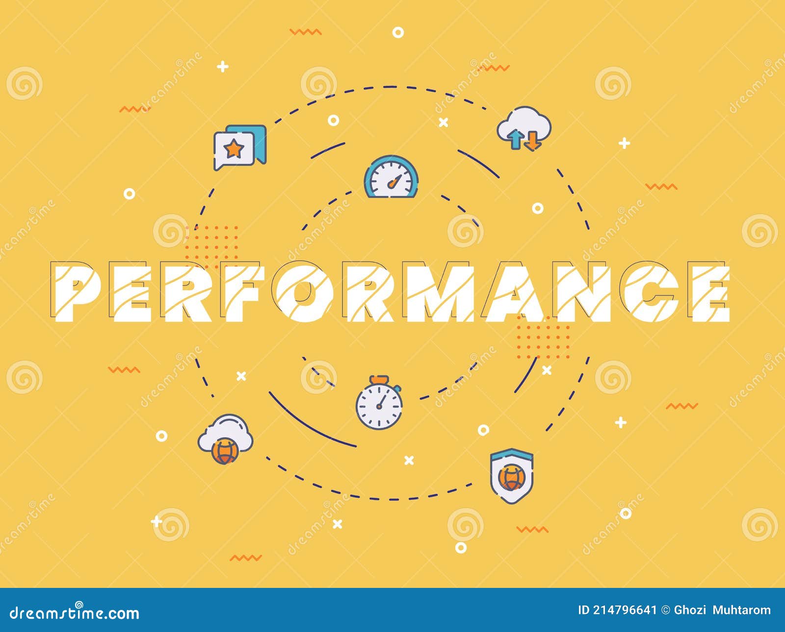 Performance Typography with Color Outline Style Stock Vector ...