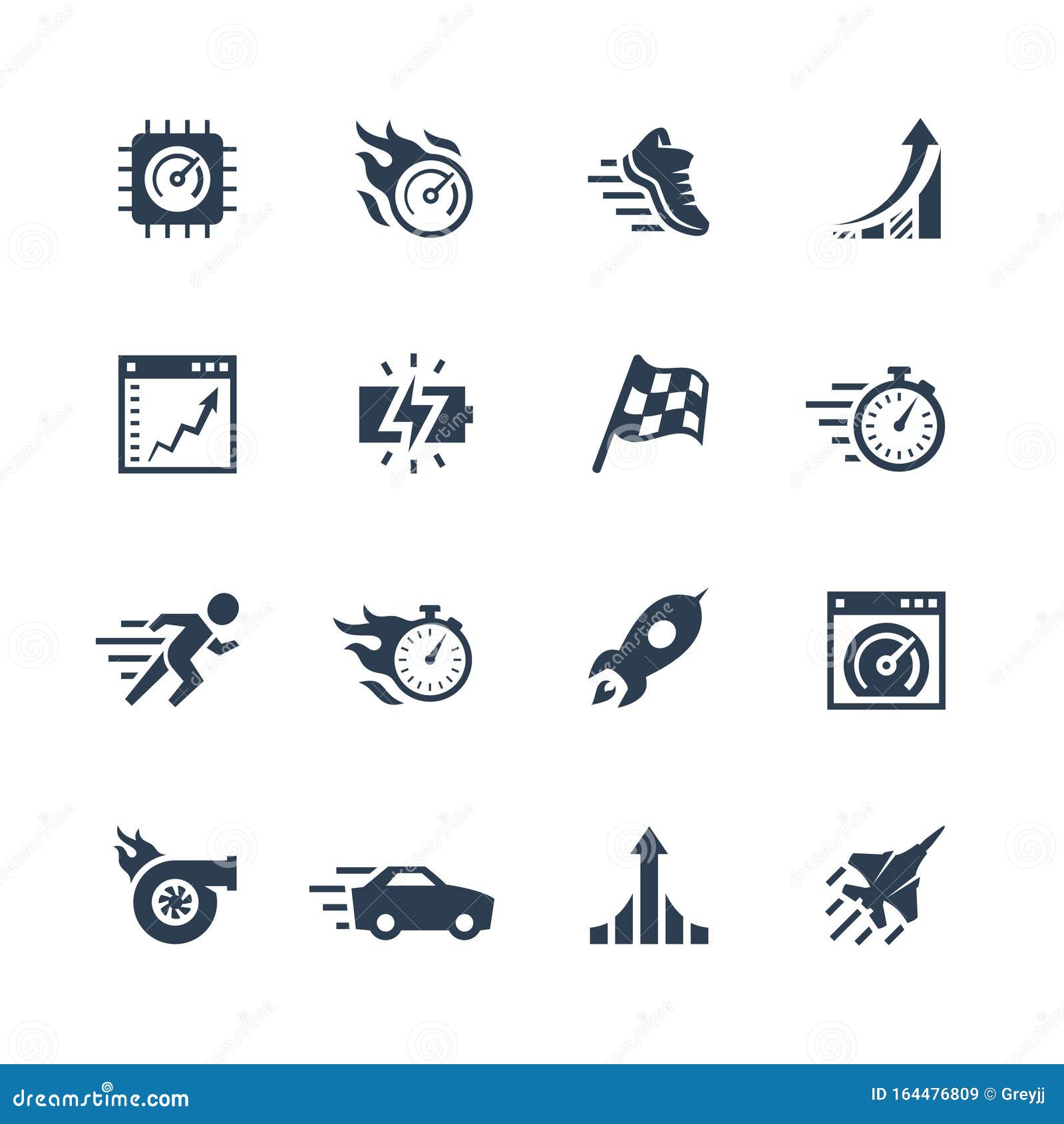 Performance and Velocity Icon Set Stock Vector - Illustration of high ...