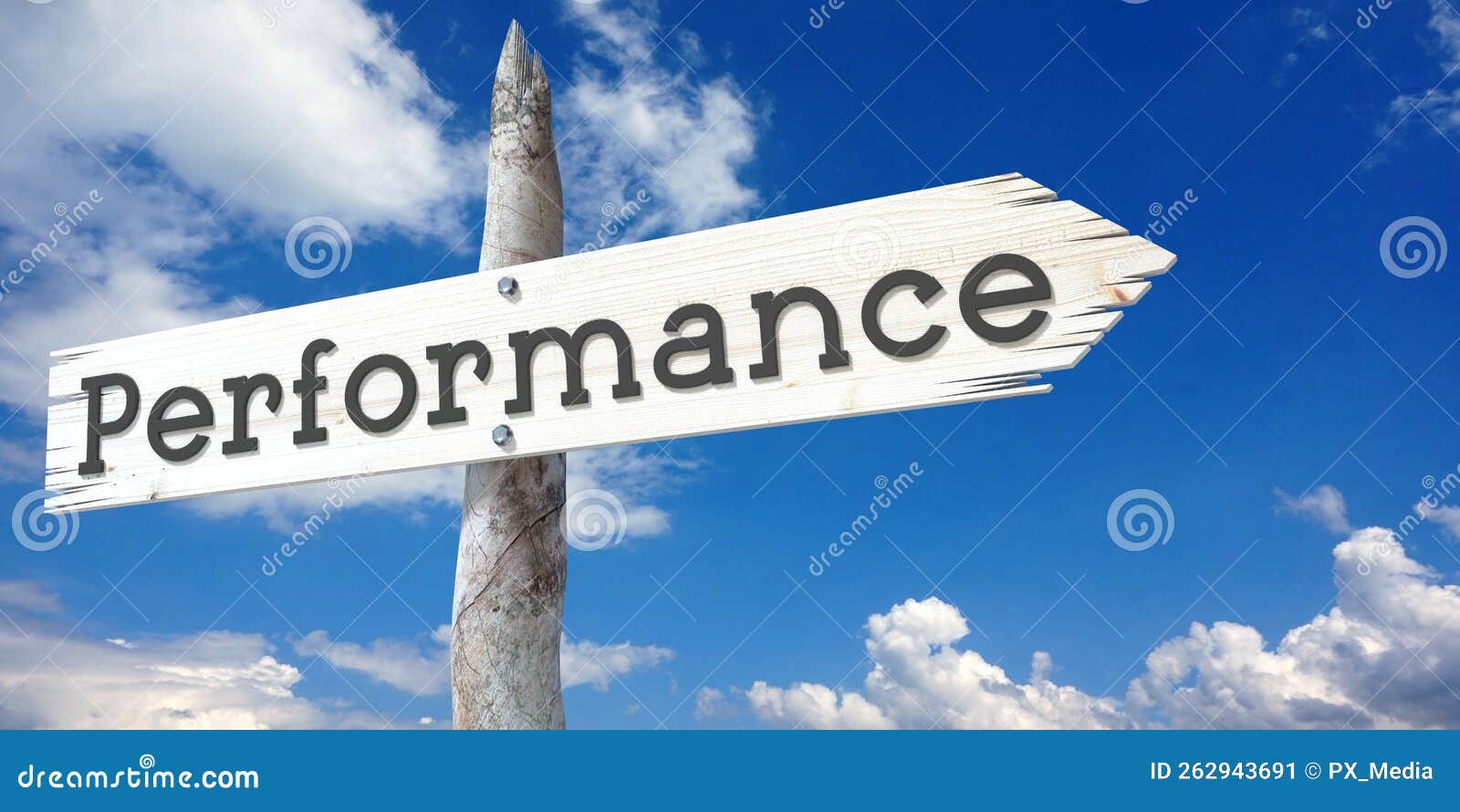 Performance - Wooden Signpost with One Arrow Stock Image - Image of ...