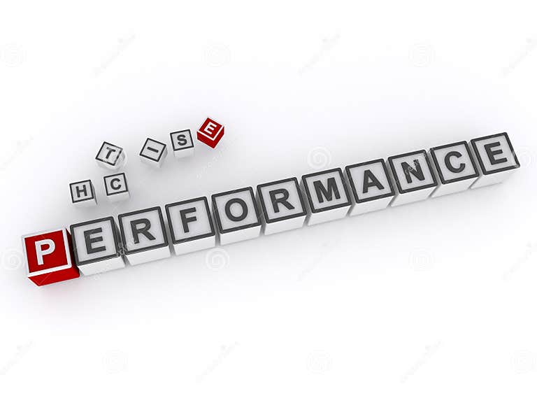 Performance Word Block on White Stock Image - Image of output ...