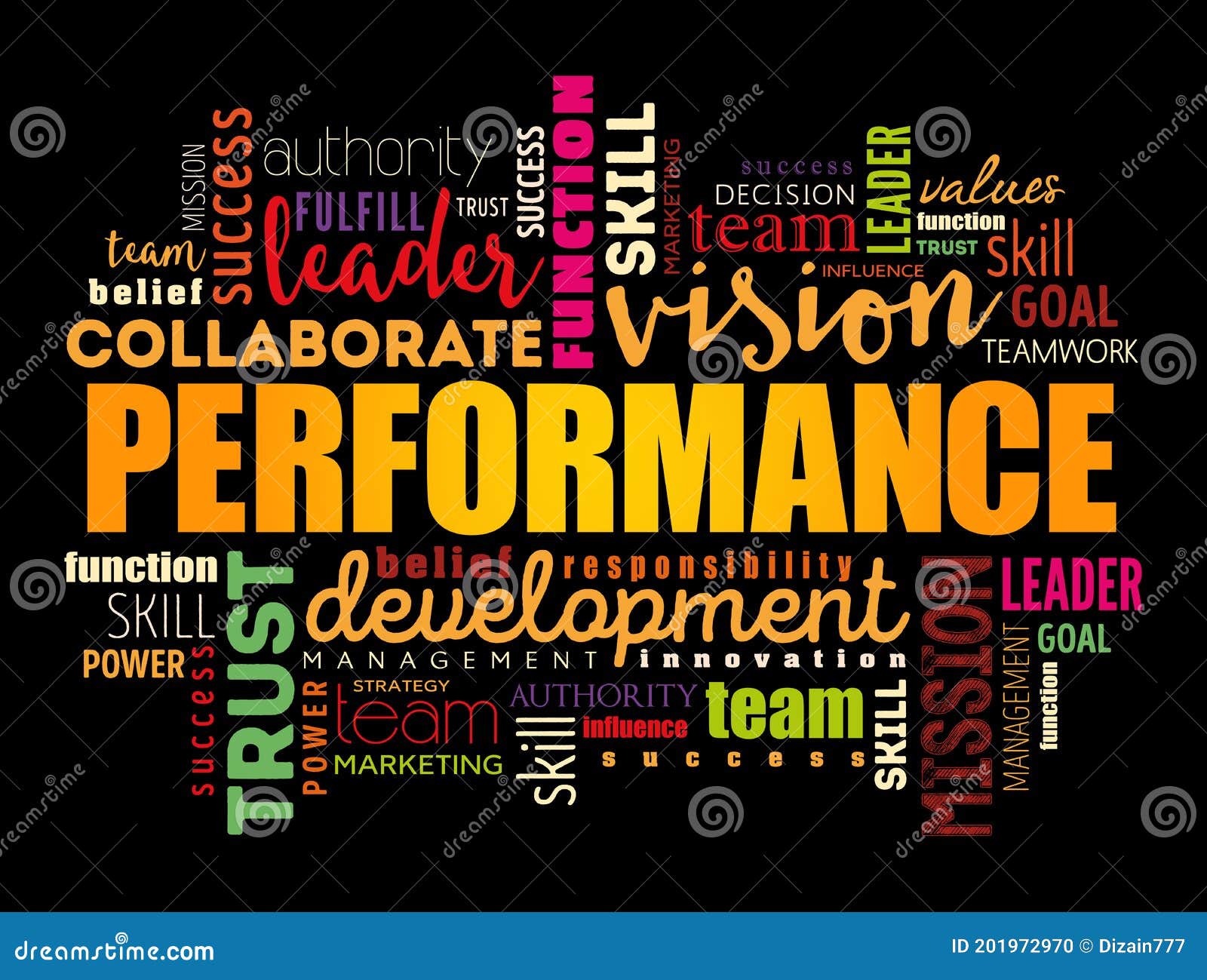 Performance Word Cloud Collage, Business Concept Stock Illustration ...