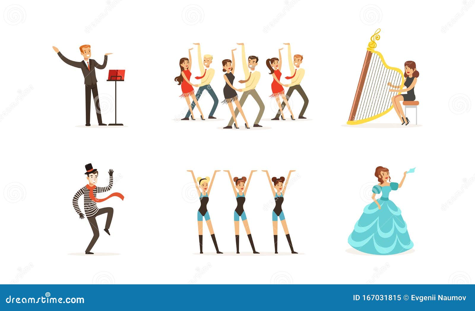 Performer Characters Playing Entertainment Performance On Theater Stage ...