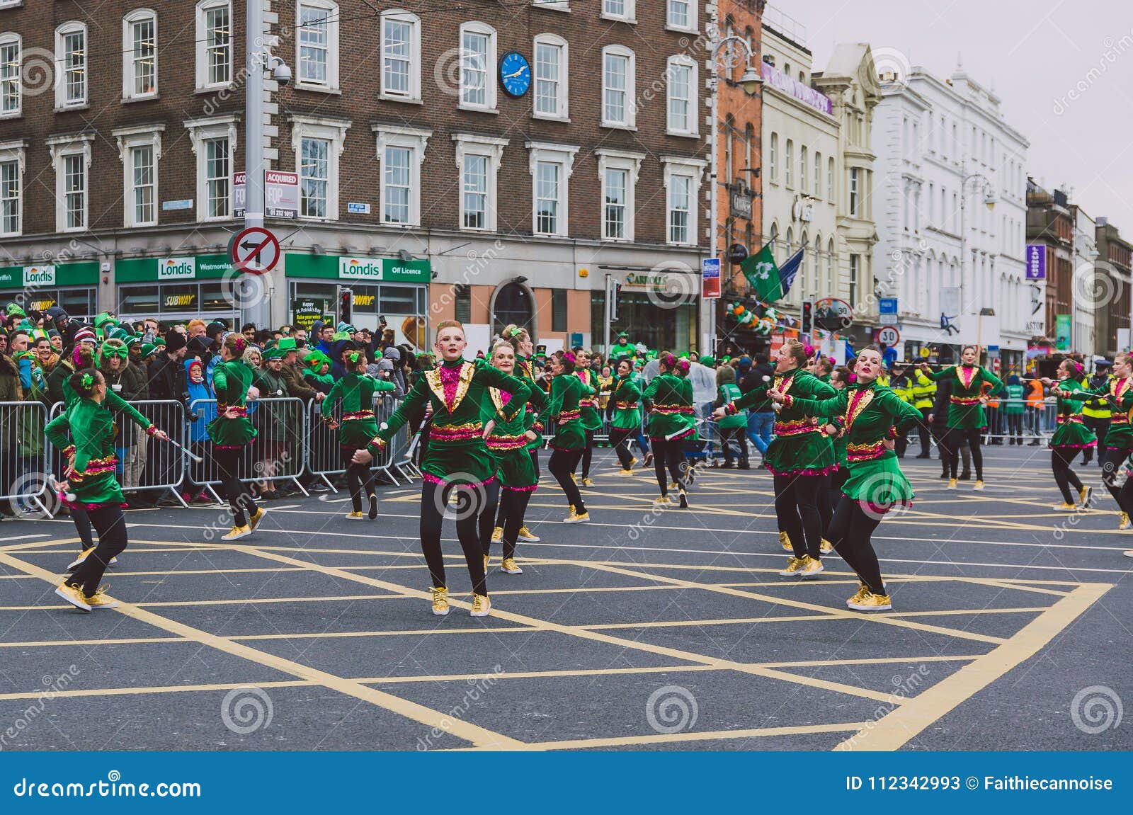 Performers and Crowd Participating in the 2018 Saint Patrick`s P ...