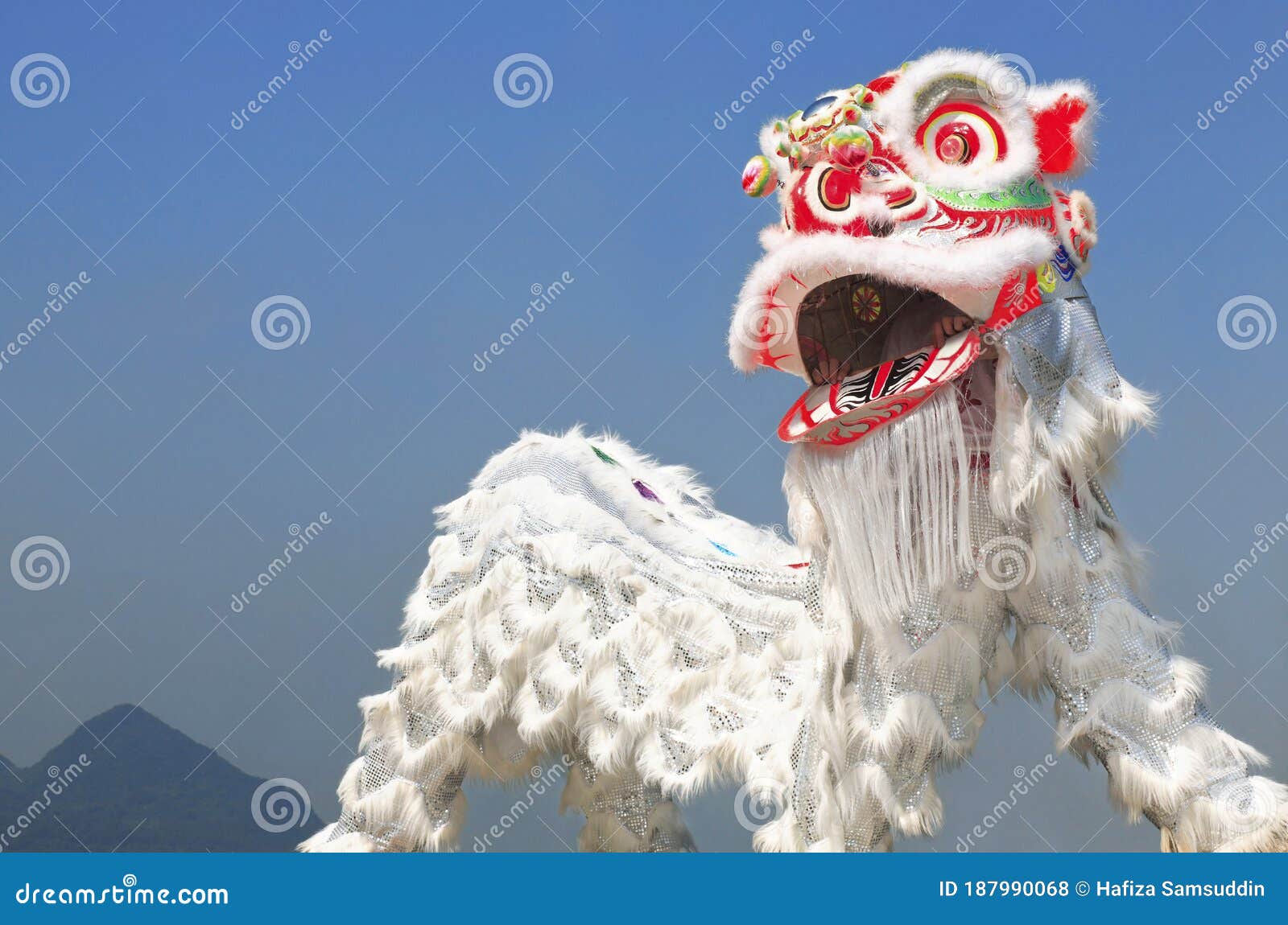 Performers in White Lion Costume Stock Photo - Image of colour, animal ...