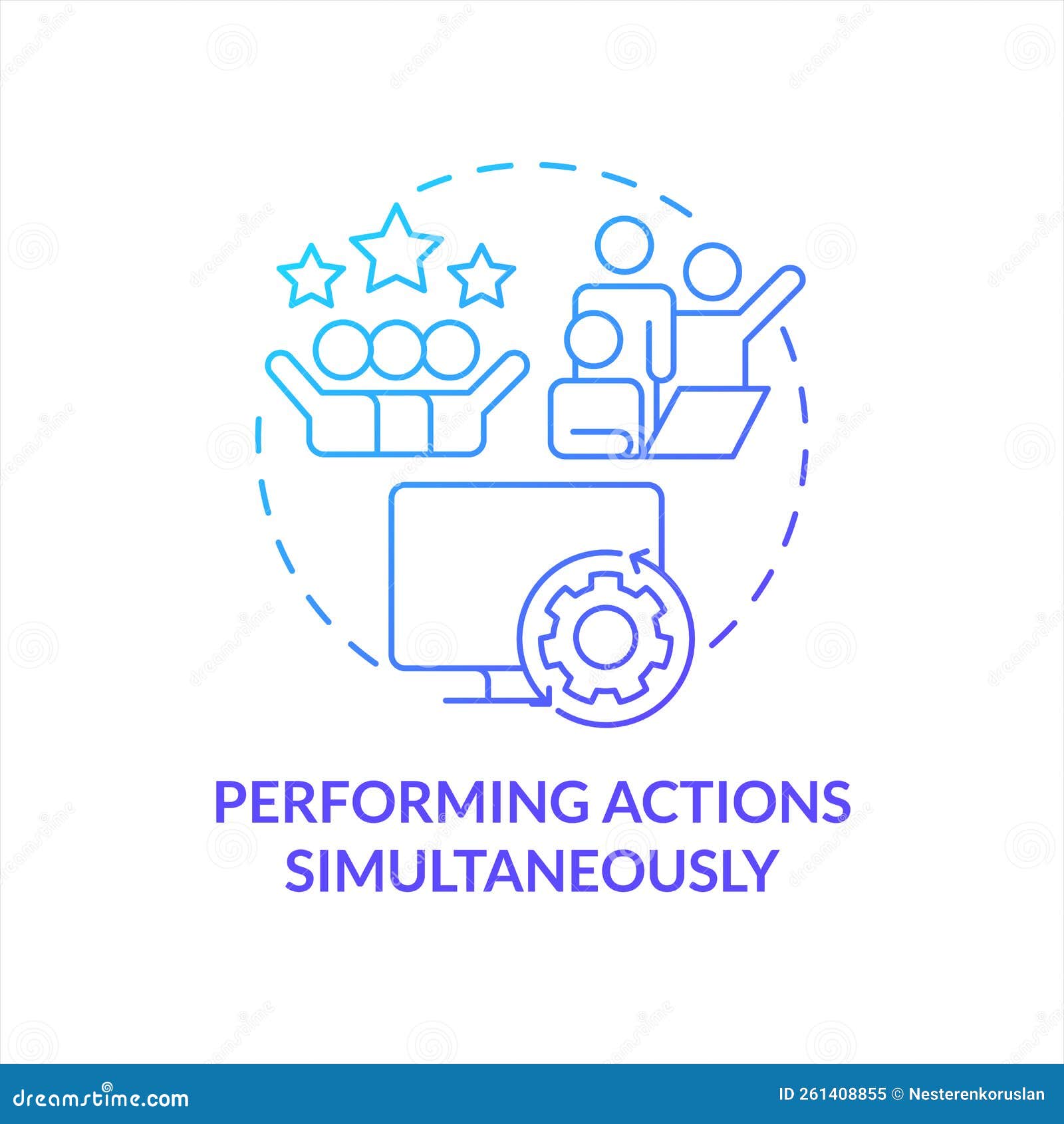 Performing Actions Simultaneously Blue Gradient Concept Icon Stock ...