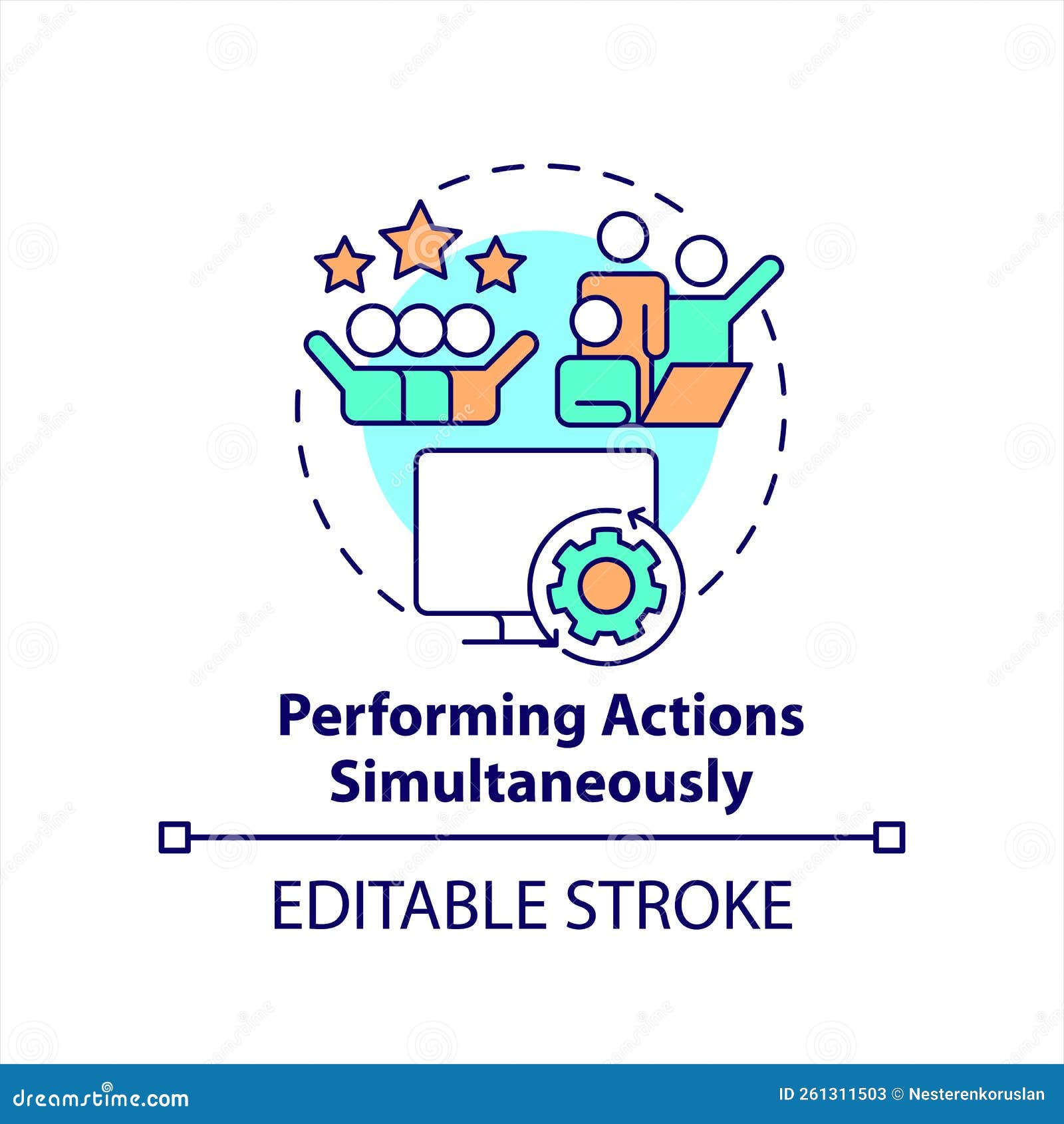 Performing Actions Simultaneously Concept Icon Stock Vector ...