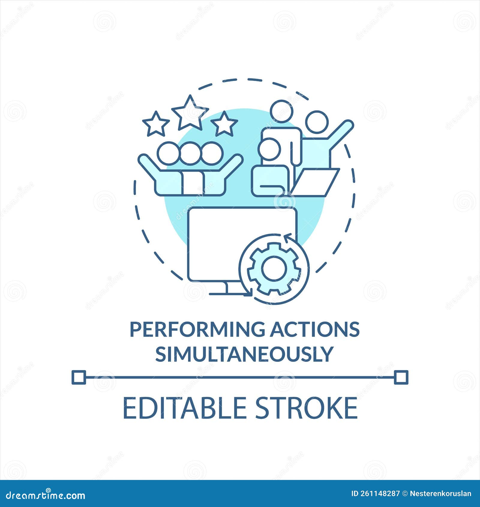 Performing Actions Simultaneously Turquoise Concept Icon Stock Vector ...