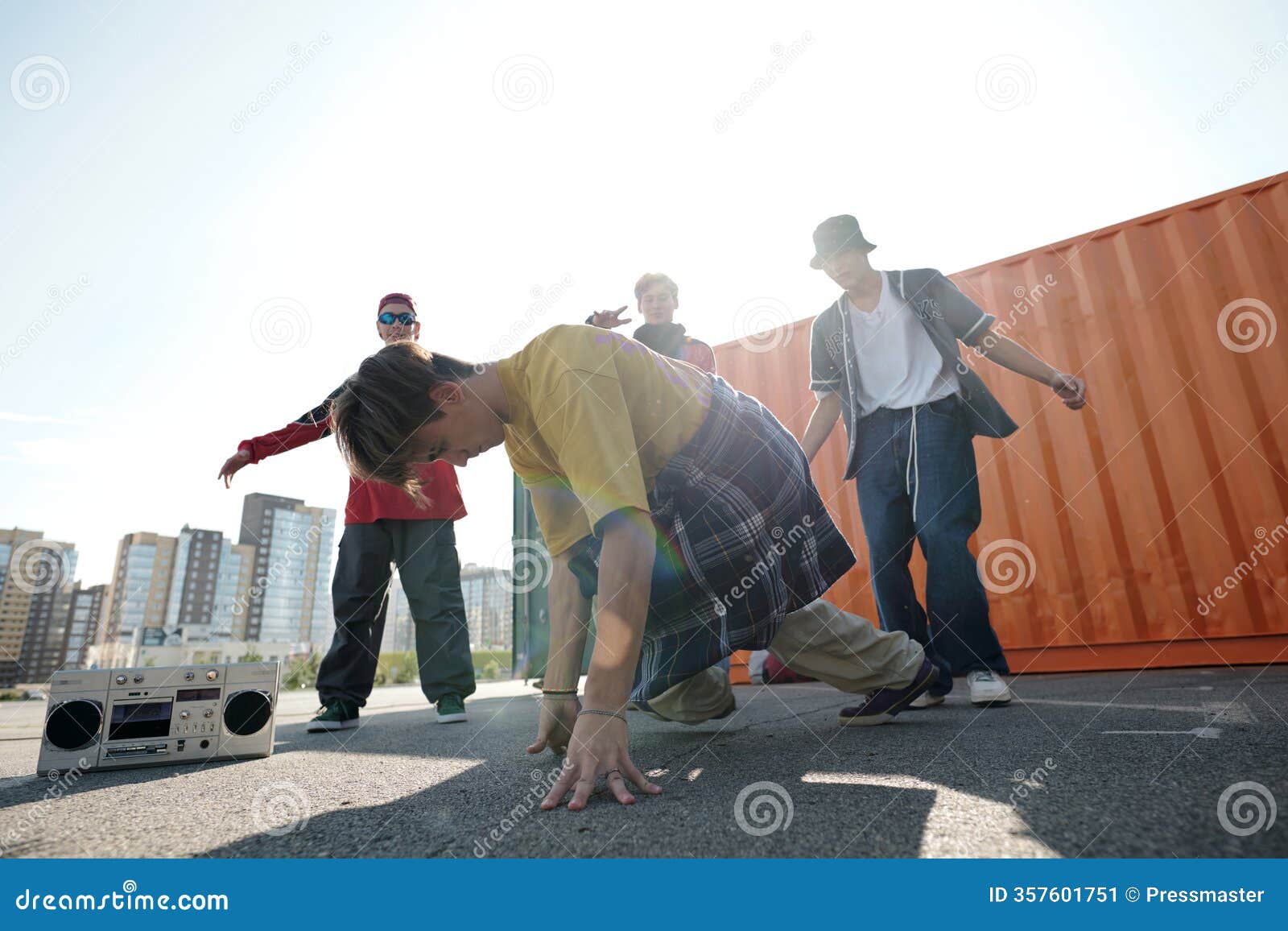 Performing Breakdance Routine on Urban Rooftop during Daytime Stock ...