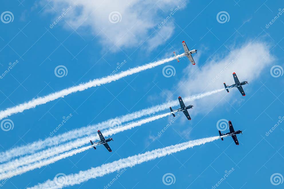 Performing Fighter Planes Flying in Formation Editorial Stock Photo ...