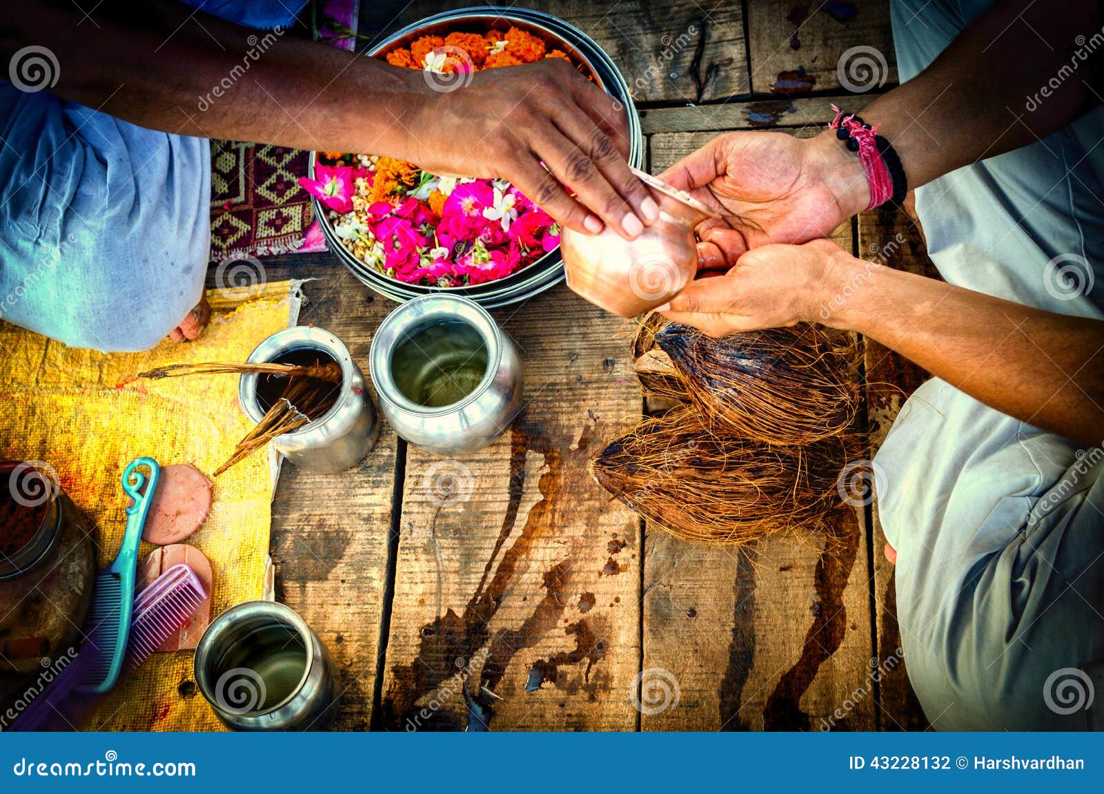 Performing Prayer Pooja Hindu Indian Way Stock Photo - Image of hindu ...