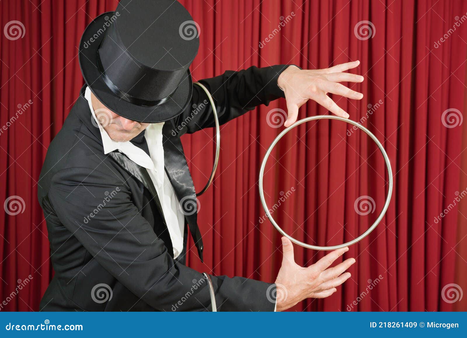Performing Trick with Magic Rings Stock Image - Image of rehearsal ...