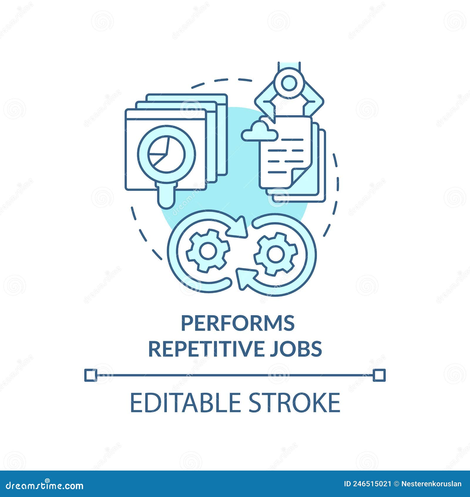 Performs Repetitive Jobs Turquoise Concept Icon Stock Vector ...