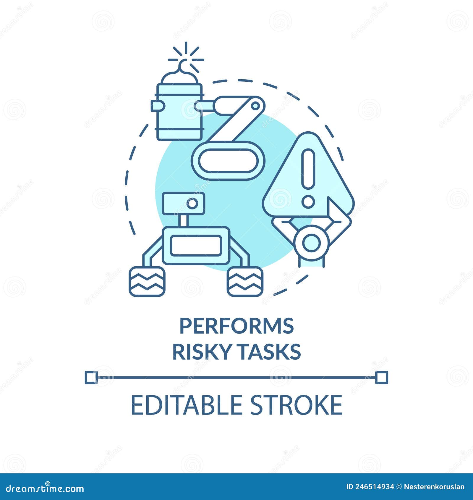 Performs Risky Tasks Turquoise Concept Icon Stock Vector - Illustration ...