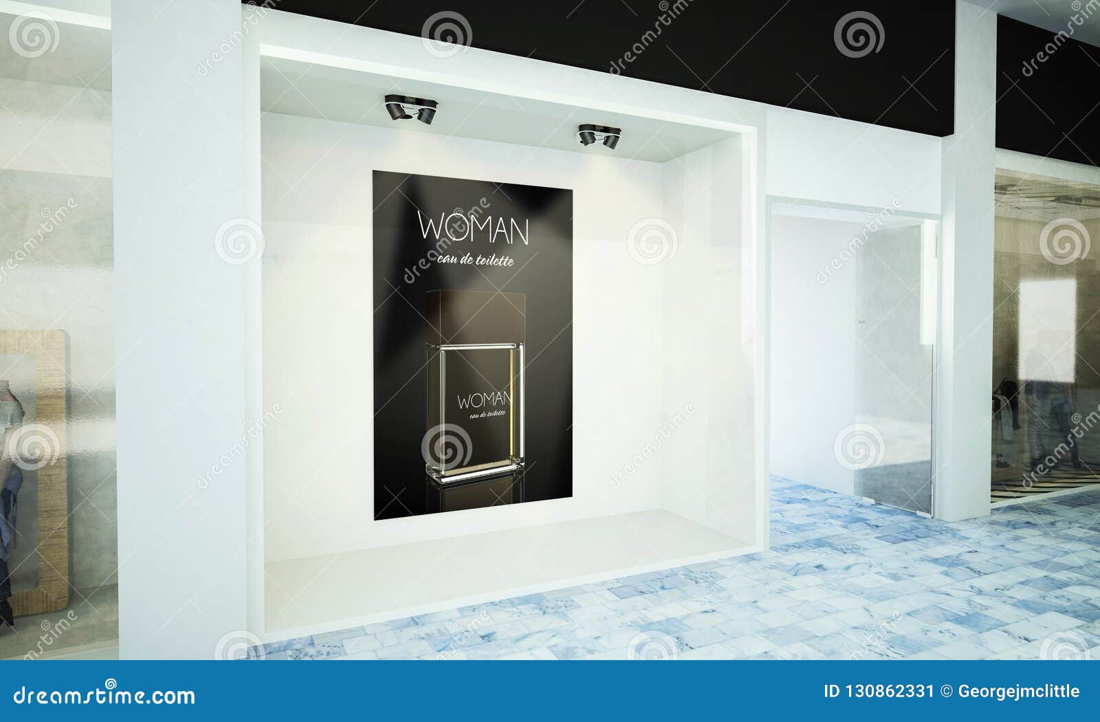 Perfume Advertising Poster at Storefront Stock Image - Image of dummy ...