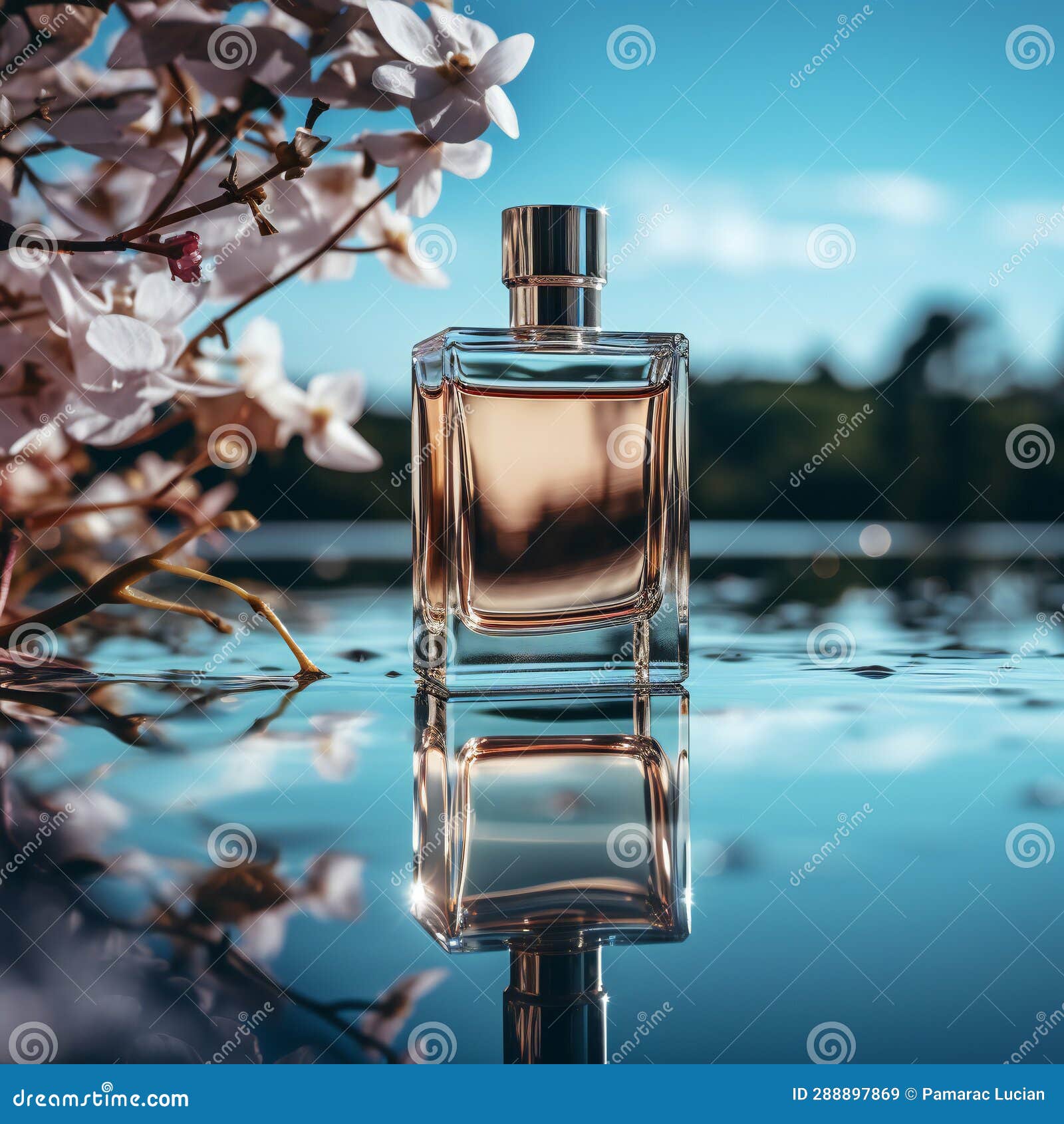 Perfume Bottle on the Background Stock Image - Image of water ...