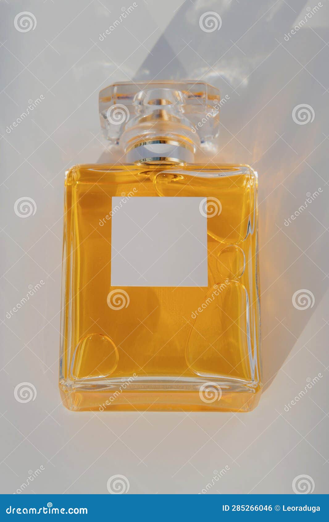 Perfume Bottle with Blank Label. Close-up Stock Photo - Image of single ...