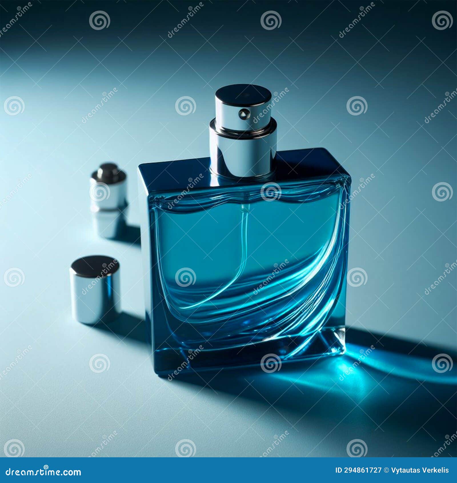 Perfume Bottle on a Blue Background Stock Illustration - Illustration ...