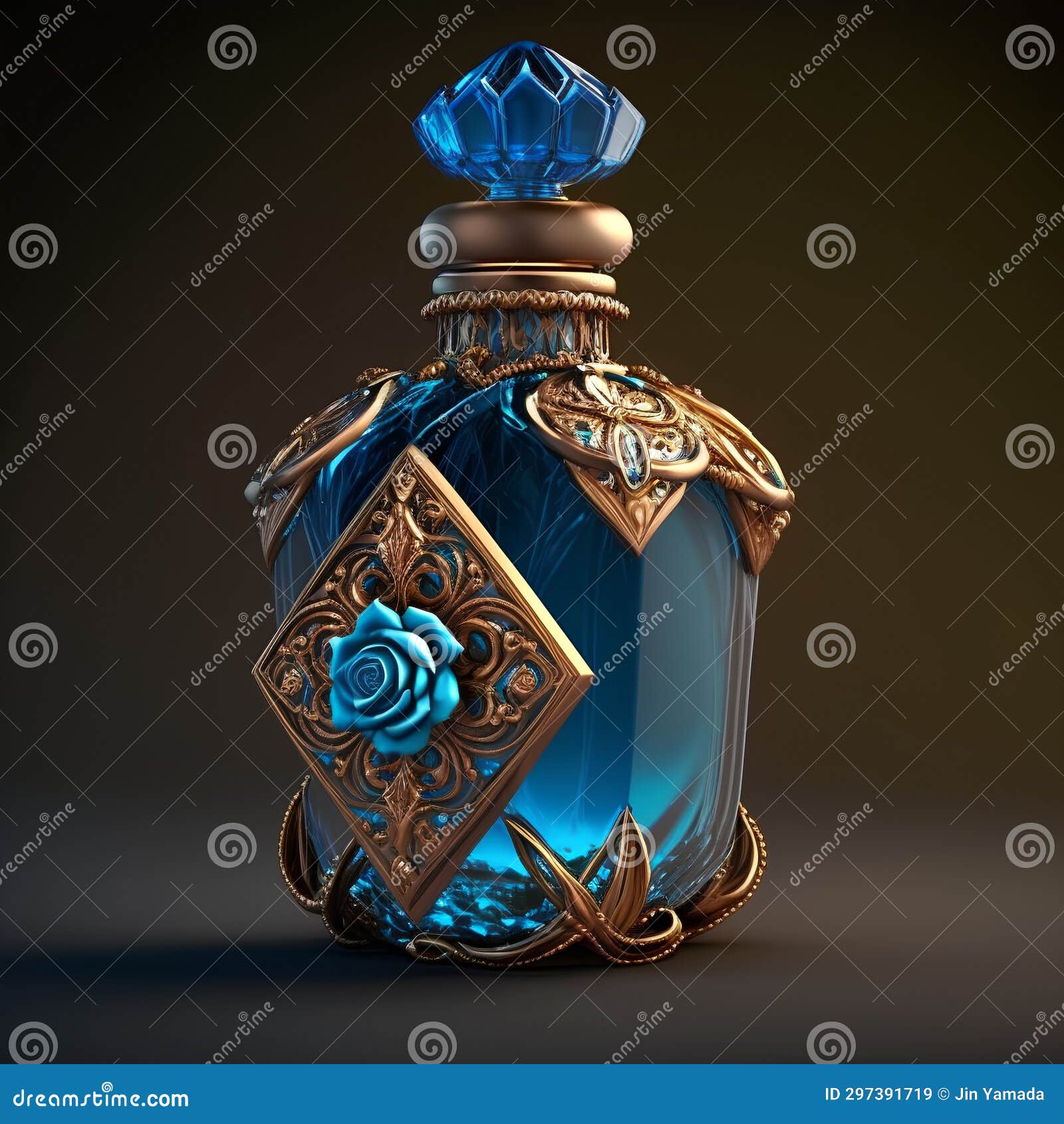 Perfume Bottle with Blue Liquid. 3d Render Illustration Stock ...