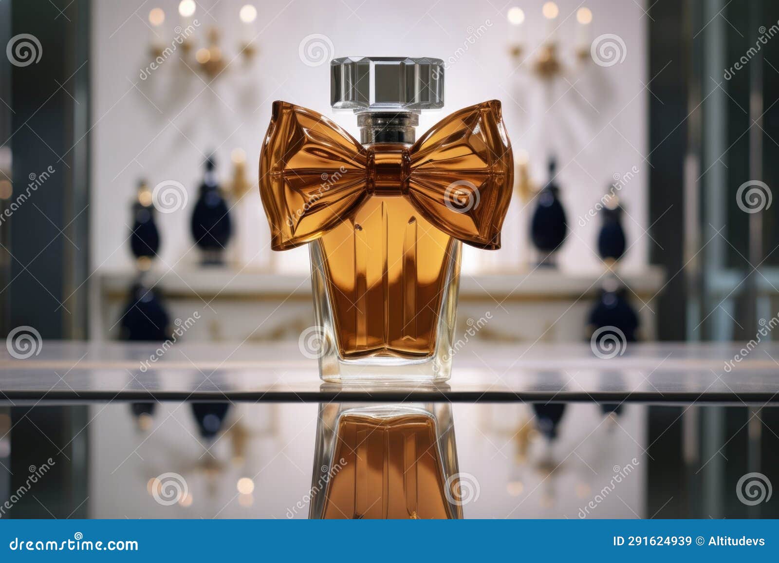 A Perfume Bottle and a Bow Tie Positioned on a Mirror, Creating a ...