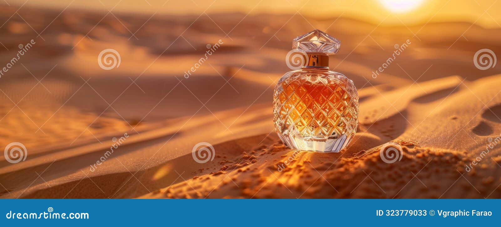 Perfume Bottle on Desert Sand during Sunset, Glamorous and Luxurious ...