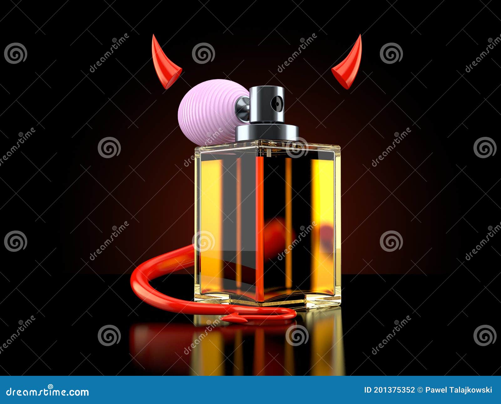 Perfume Bottle with Devil Horns and Tail Stock Illustration ...