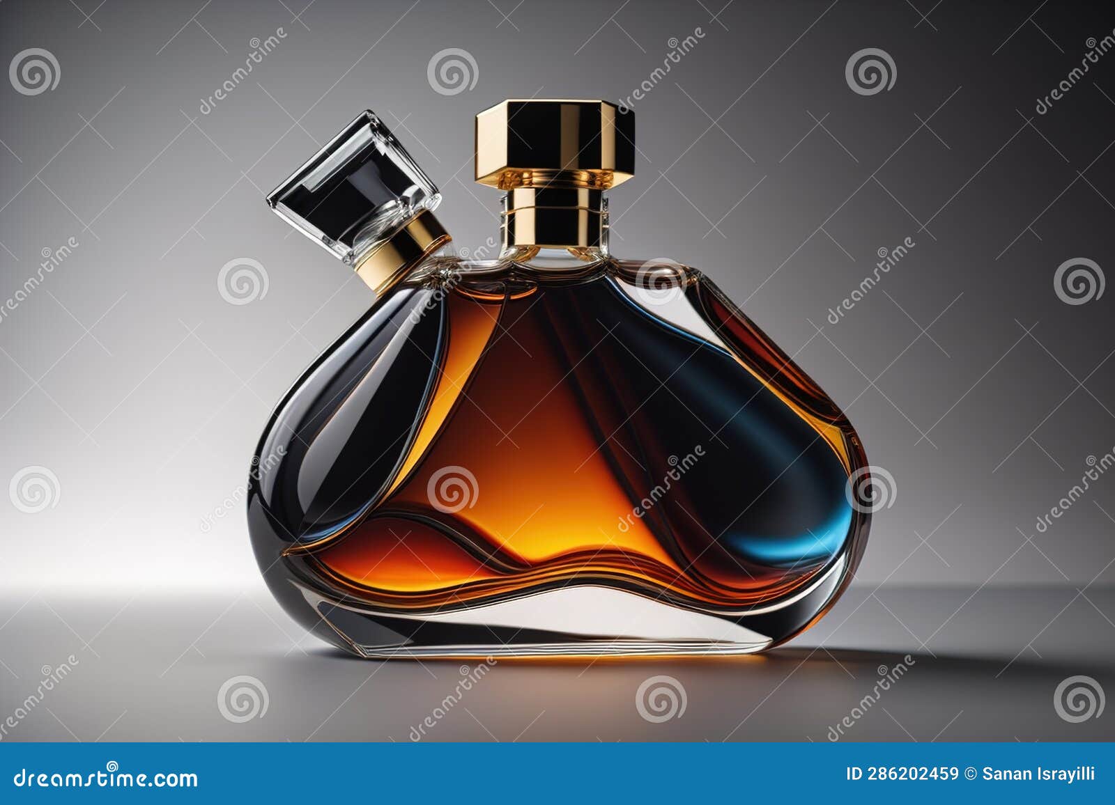 Perfume Bottle on Grey Background. Generative Ai Stock Illustration ...