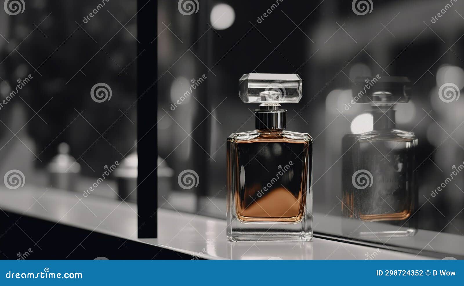 Perfume Bottle in a Minimalist Style on a Shop Window. Stock Photo ...
