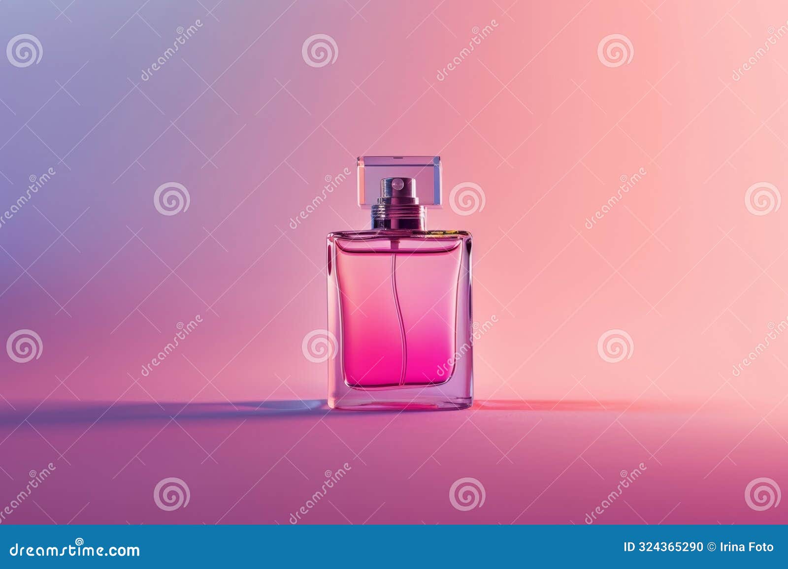 Perfume Bottle with Pink and Purple Gradient Background, Side Angle ...