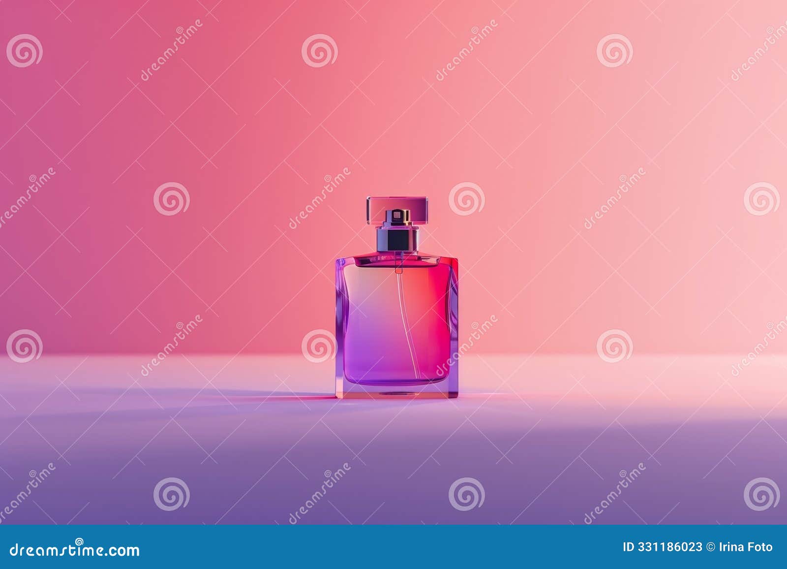 Perfume Bottle with Pink and Purple Gradient Background, Side Angle ...