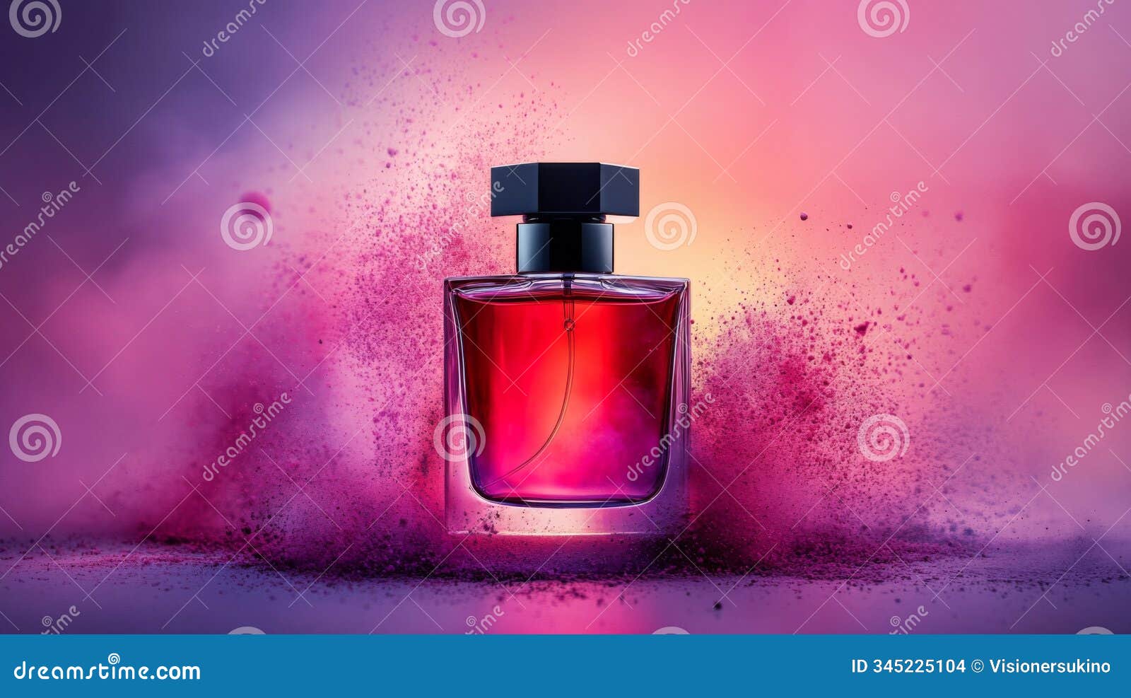 Perfume Bottle in Pink and Purple Powder Explosion Stock Photo - Image ...