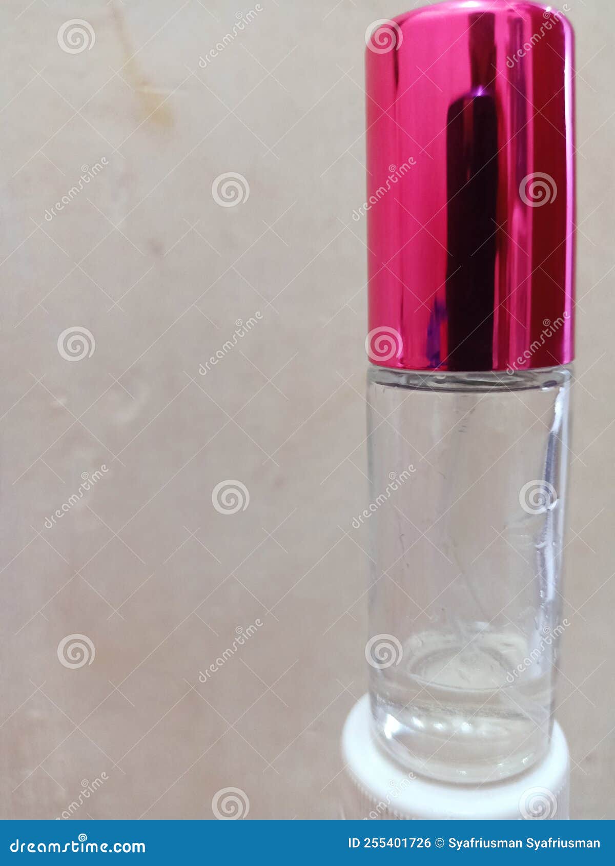 Perfume Bottle with Red Cap, Space Area Stock Photo - Image of space ...