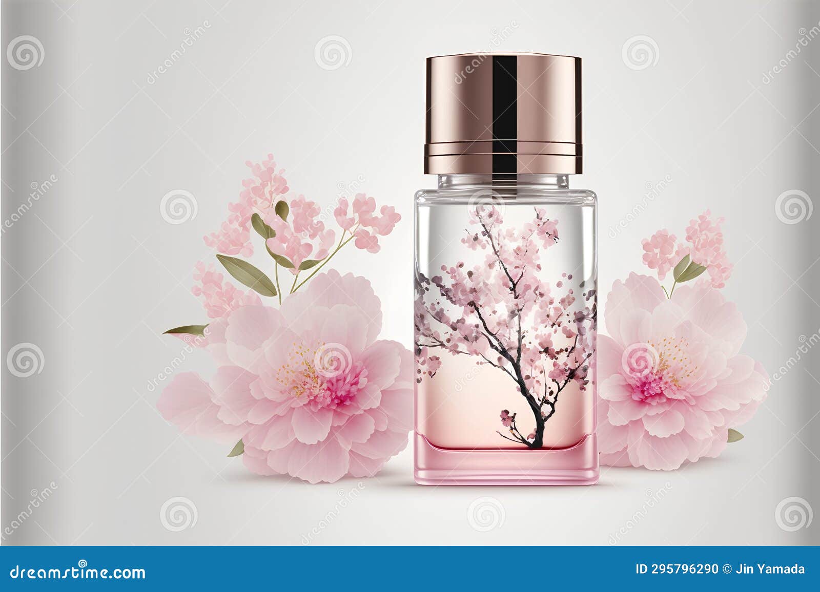 Perfume Bottle with Sakura Blossoms. Vector Illustration Stock ...