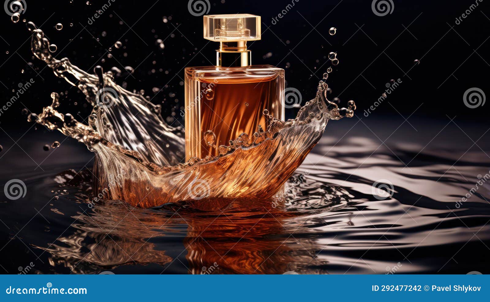 Perfume Bottle and Water Splash Around it Stock Photo - Image of ...