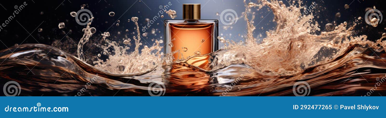 Perfume Bottle and Water Splash Around it Stock Image - Image of ...