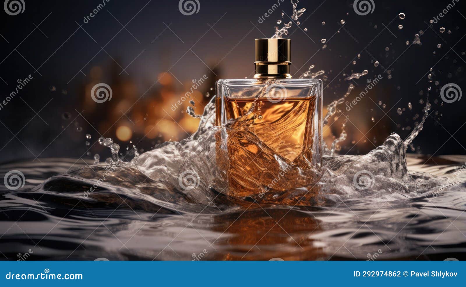 Perfume Bottle and Water Splash Around it. Cosmetic Stock Photo - Image ...