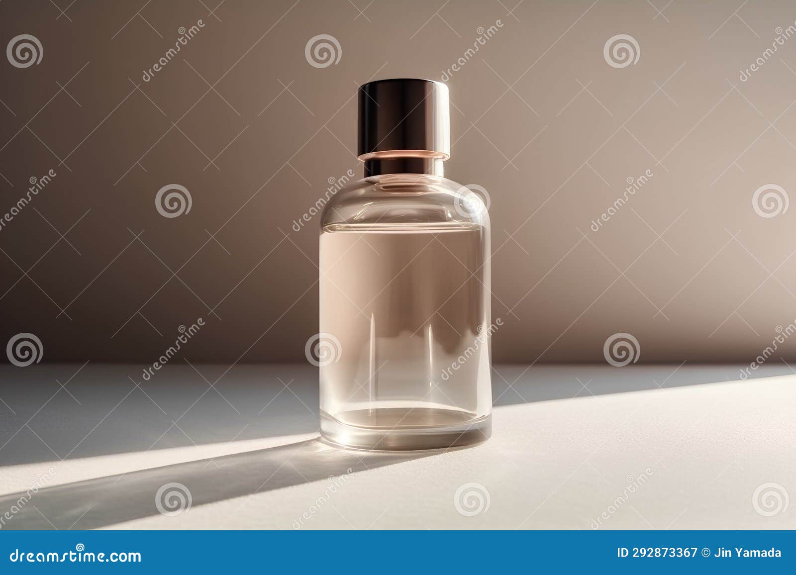 Perfume Bottle on White Table with Sunlight and Shadows on the Wall ...