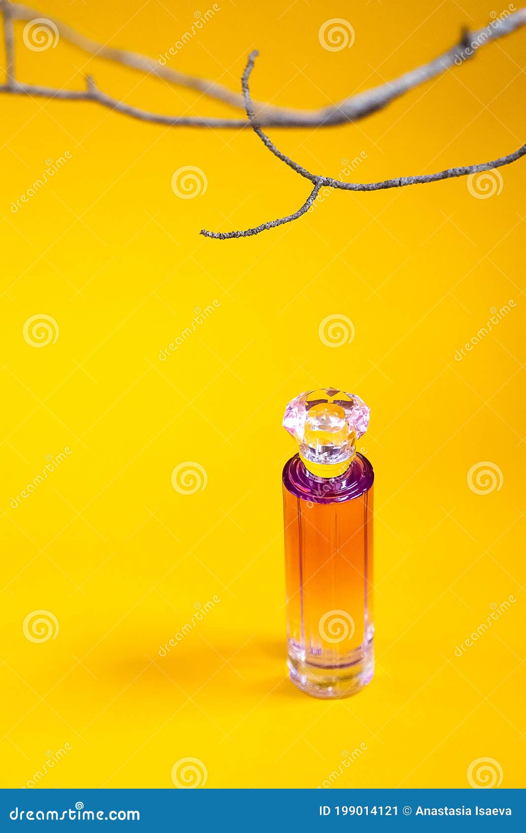 Perfume Bottle on a Yellow Background. Copy Space, Layout, Background ...