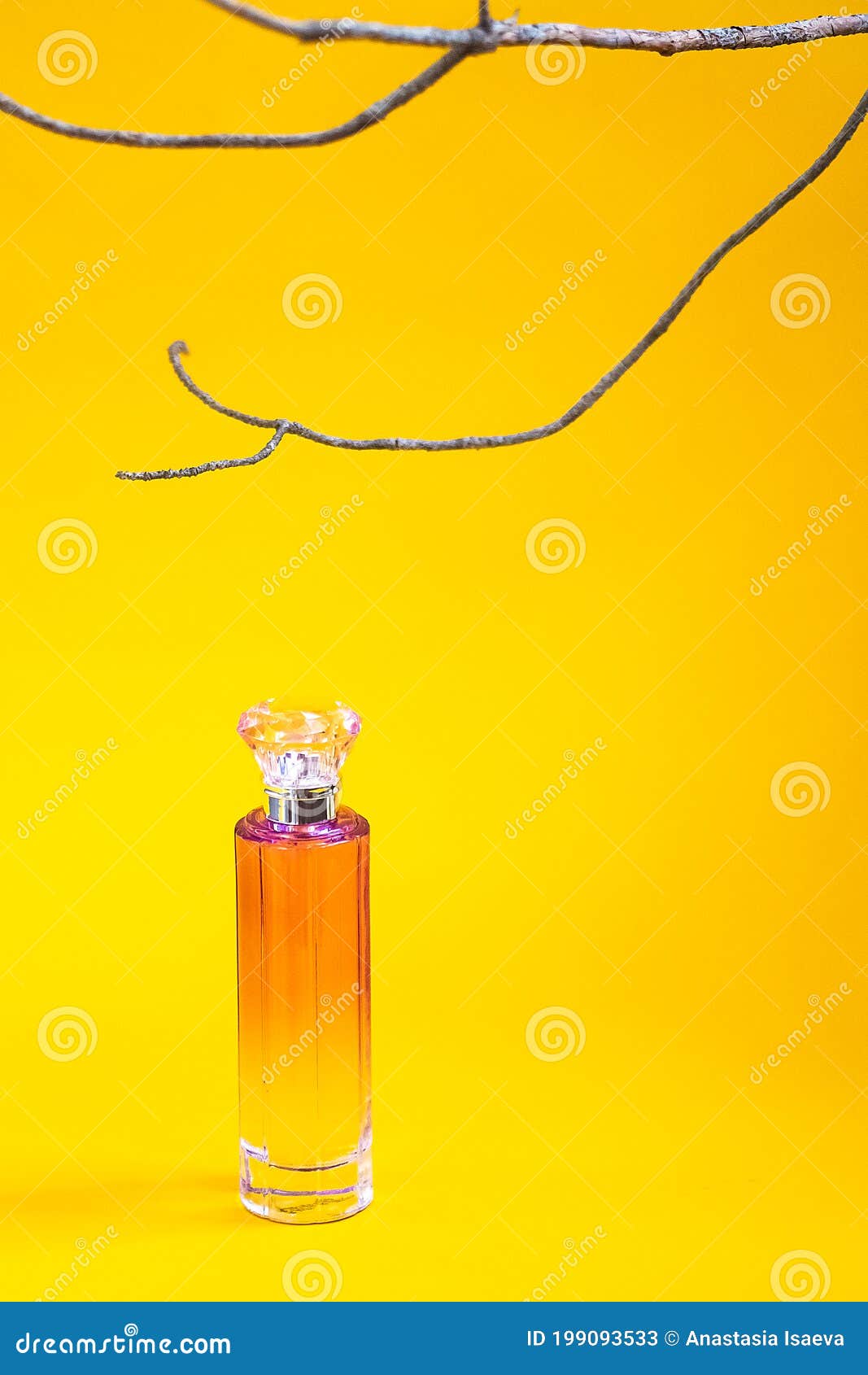 Perfume Bottle on a Yellow Background. Copy Space, Layout, Background ...