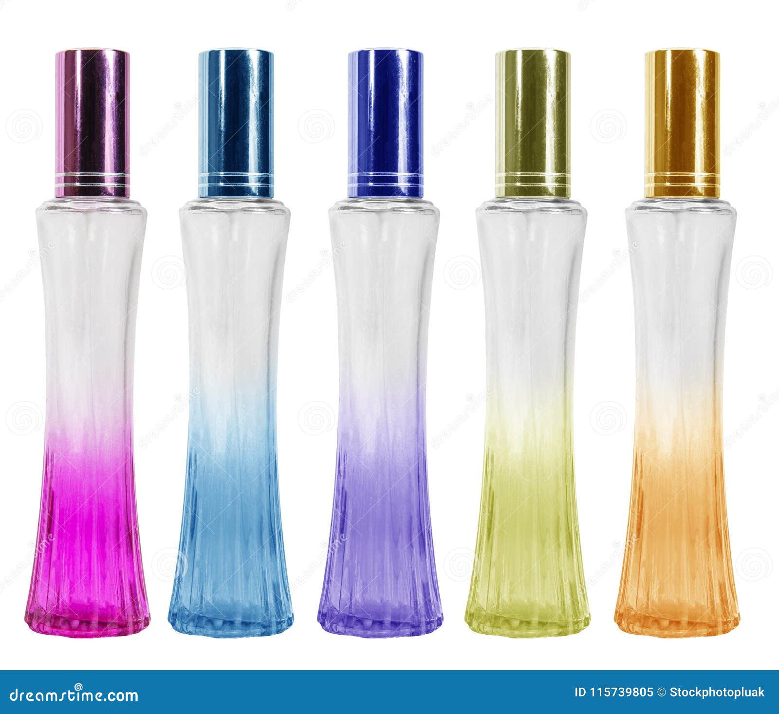 Perfume Bottles are Available in Many Colors on White. Stock Image ...