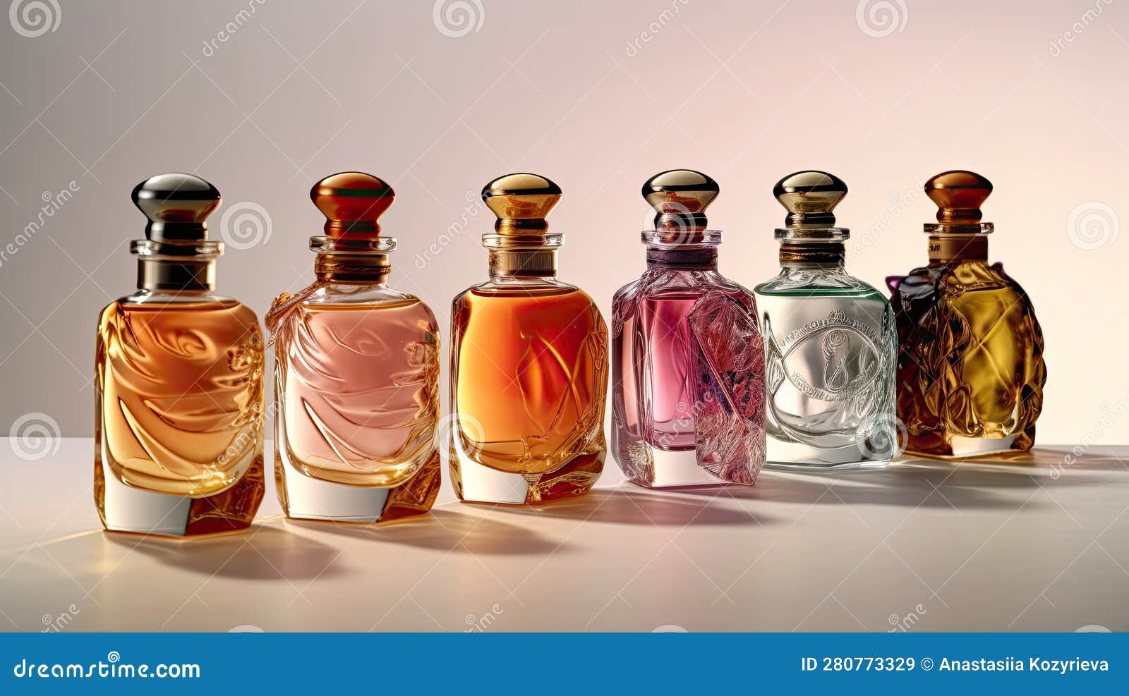 Perfume Bottles on a Gradient Background. Generative AI. Stock ...